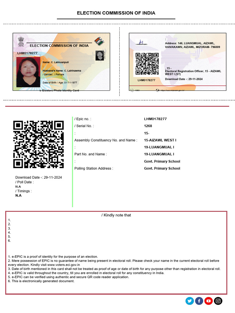 e-EPIC_LHM0178277 | PDF | Identity Document | Political Events