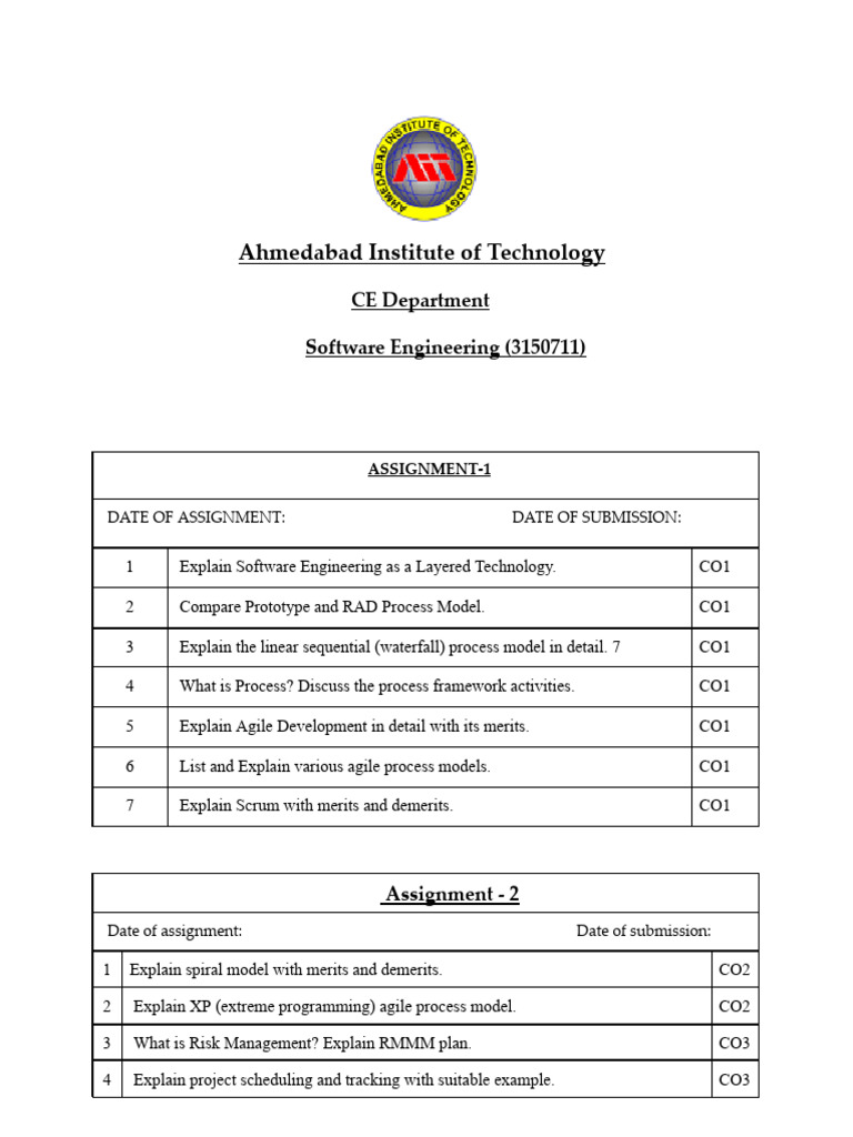 Software Engineering Assignment Guide | PDF | Agile Software ...