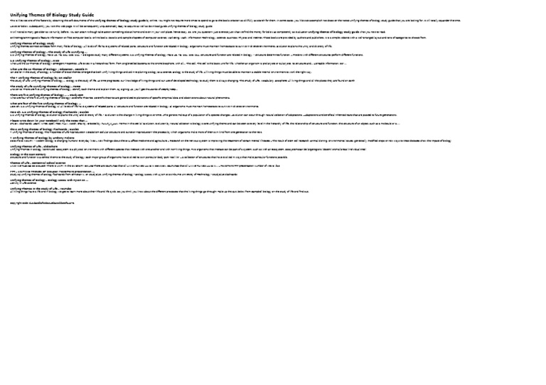 Unifying Themes of Biology Study Guide | PDF | Life | Biology