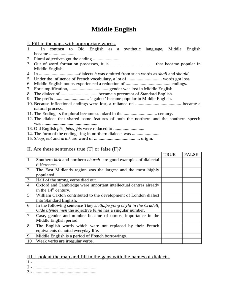 Middle English Language Quiz | PDF | English Language | Grammatical Number