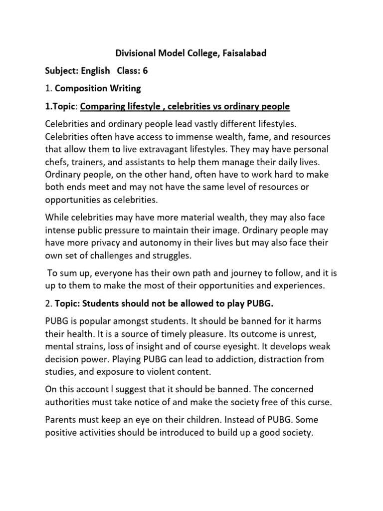 English Notes Class 6-1 | PDF