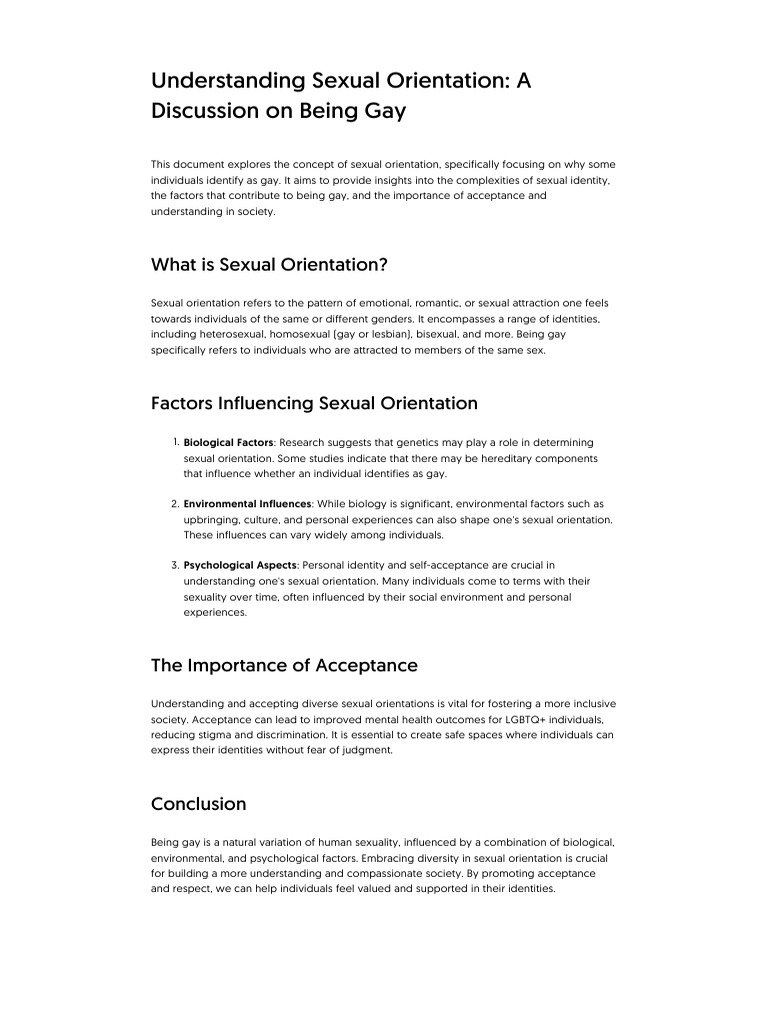 Understanding Sexual Orientation - A Discussion On Being Gay | PDF