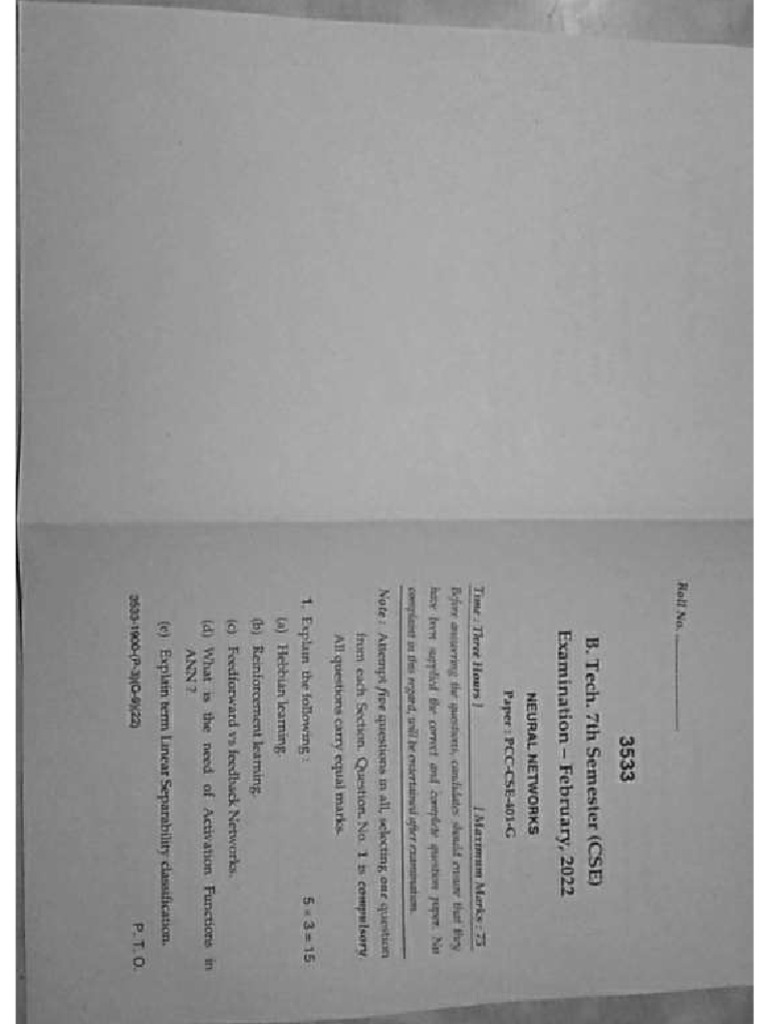 2022-B.TECH-7th SEM-NEURAL-NETWORKS | PDF