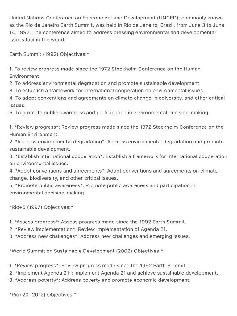 United Nations Conference On Environment and Development (UNCED ...