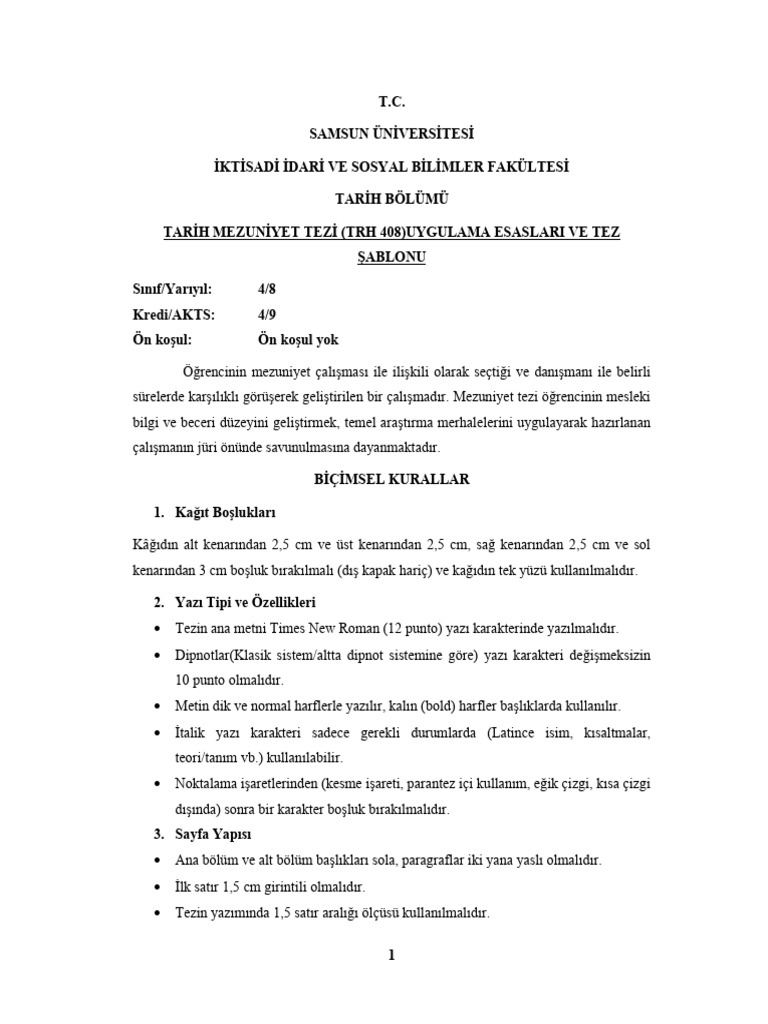 Mezuniyet Tezi Rehberi | PDF