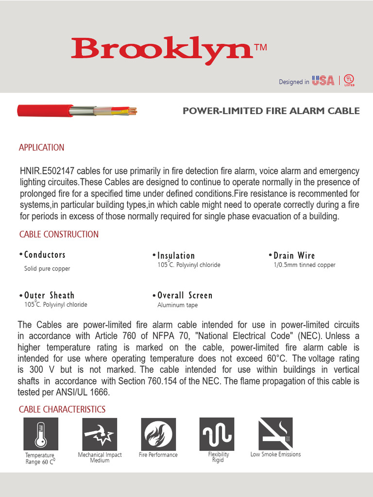 Fire Alarm Cable-Data Sheet | PDF | Building Engineering | Materials