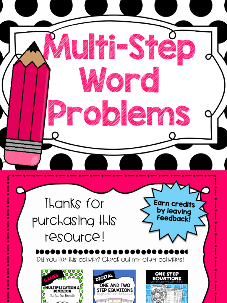 Multi-Step Word Problems Worksheet | PDF