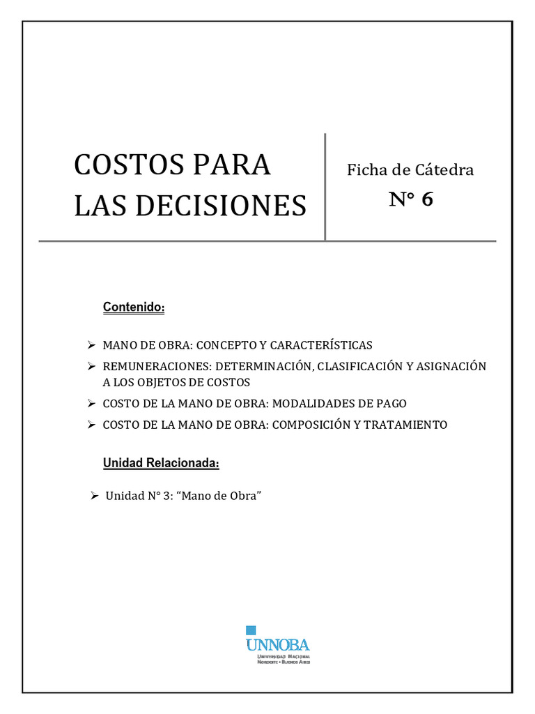 Ficha N° 6 - MOD, introducción | PDF | Salario | Salario mínimo