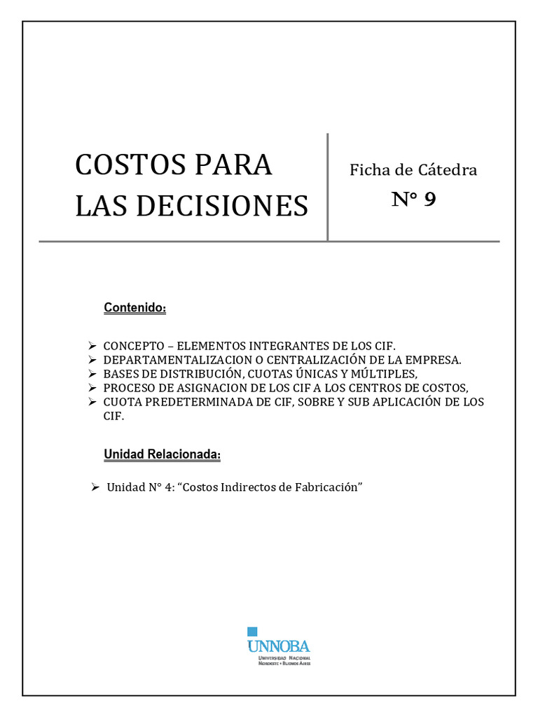 Ficha #9 - CIF. Costos Indirectos de Fabricación | PDF | Costo | Business