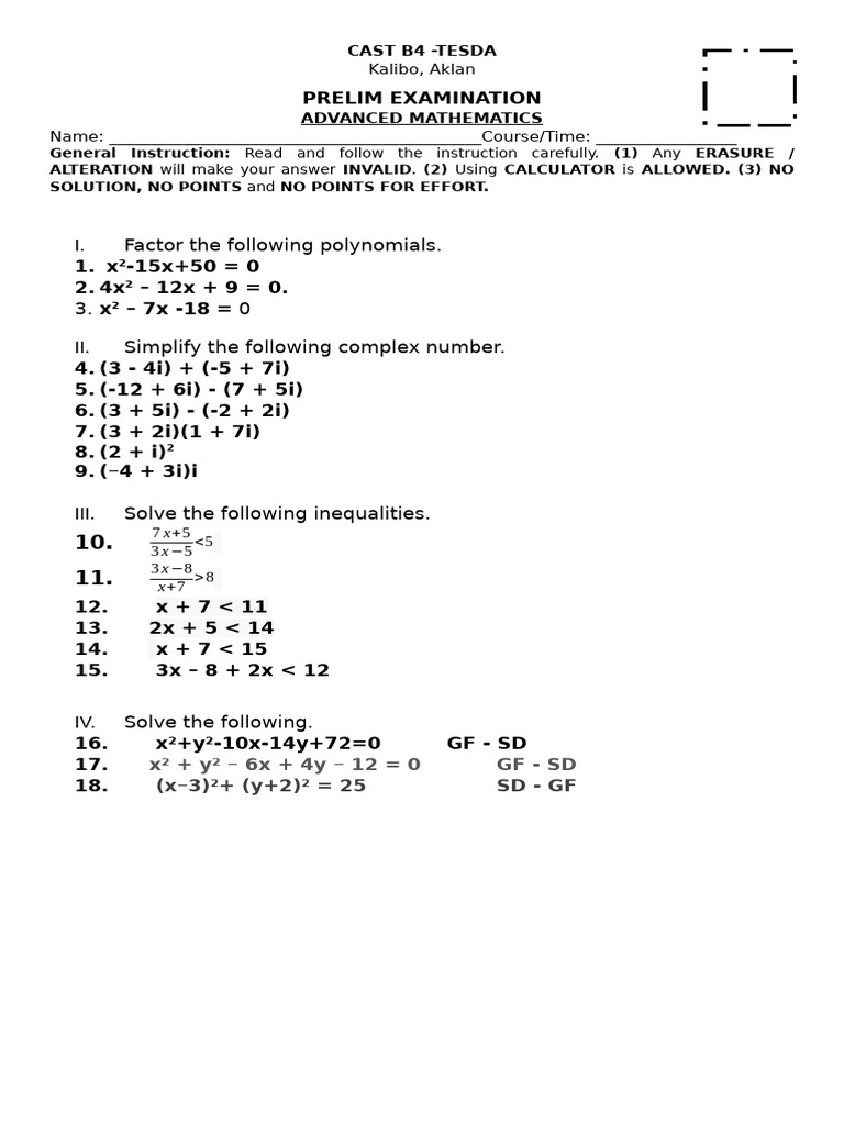 Math Exam | PDF