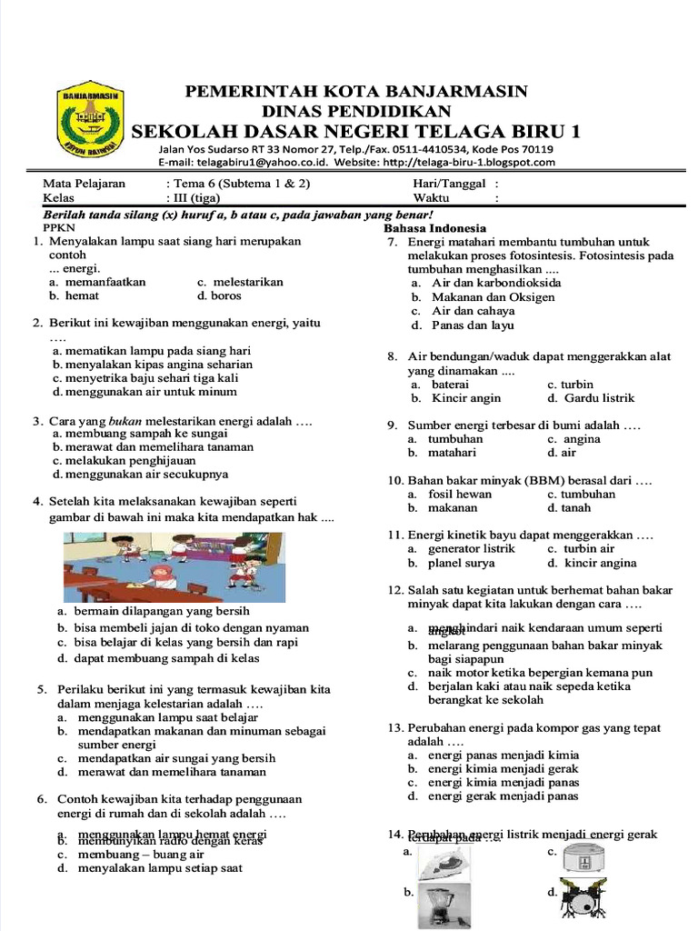 PDF Pts Tema 6 Sub Tema 1amp2 Kelas 3 Compress | PDF