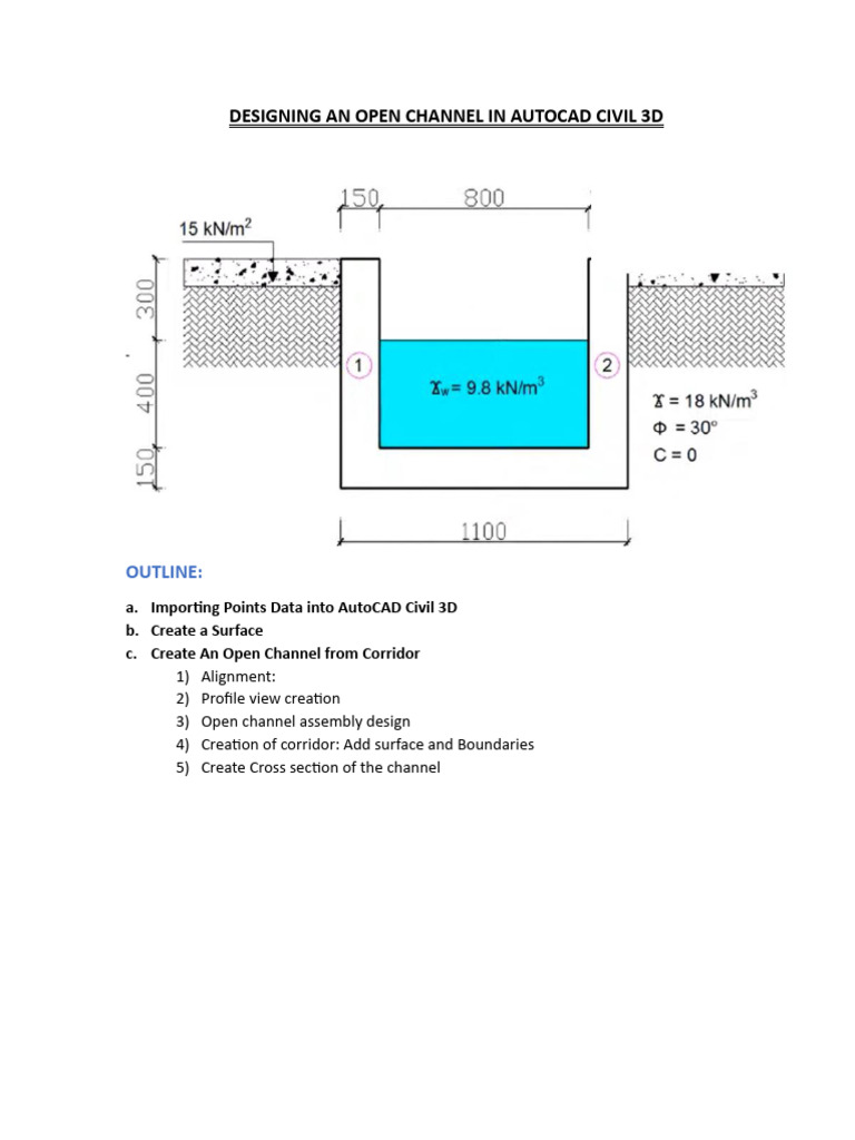 1-Design An Open Channel in Autocad Civil 3D - Guidelines | PDF | Comma ...