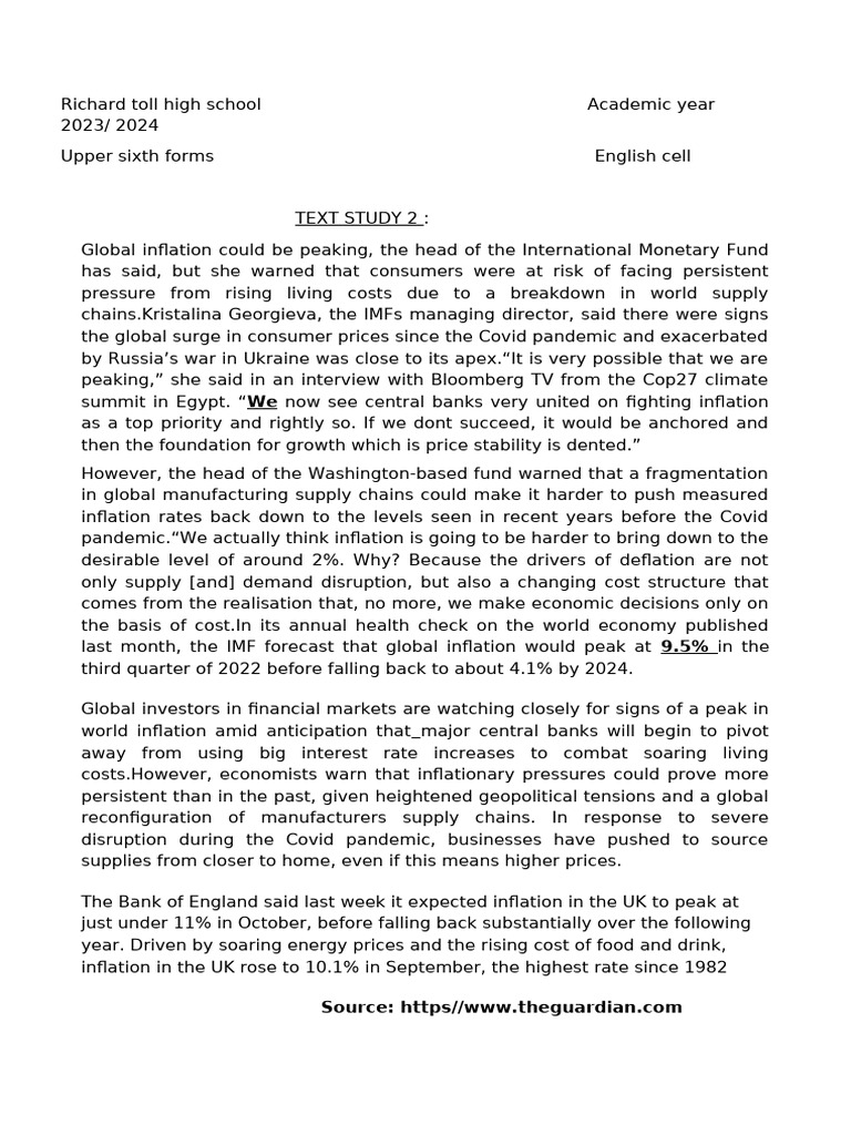 Text Study n2 Tl 2024 | PDF | Cost Of Living | Inflation
