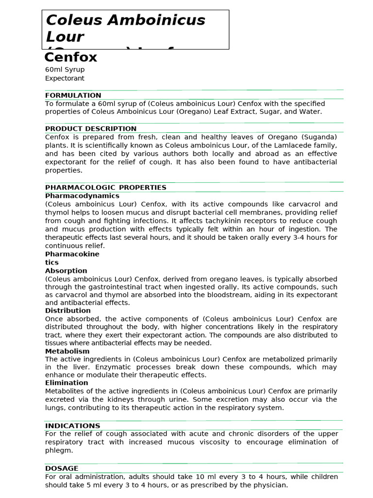 Package Insert Syrup | PDF | Cough | Mucus