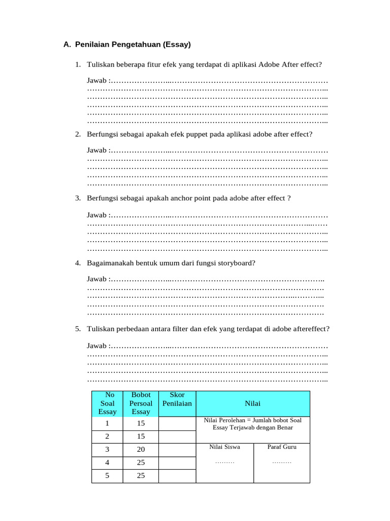 Penilaian Pengetahuan | PDF