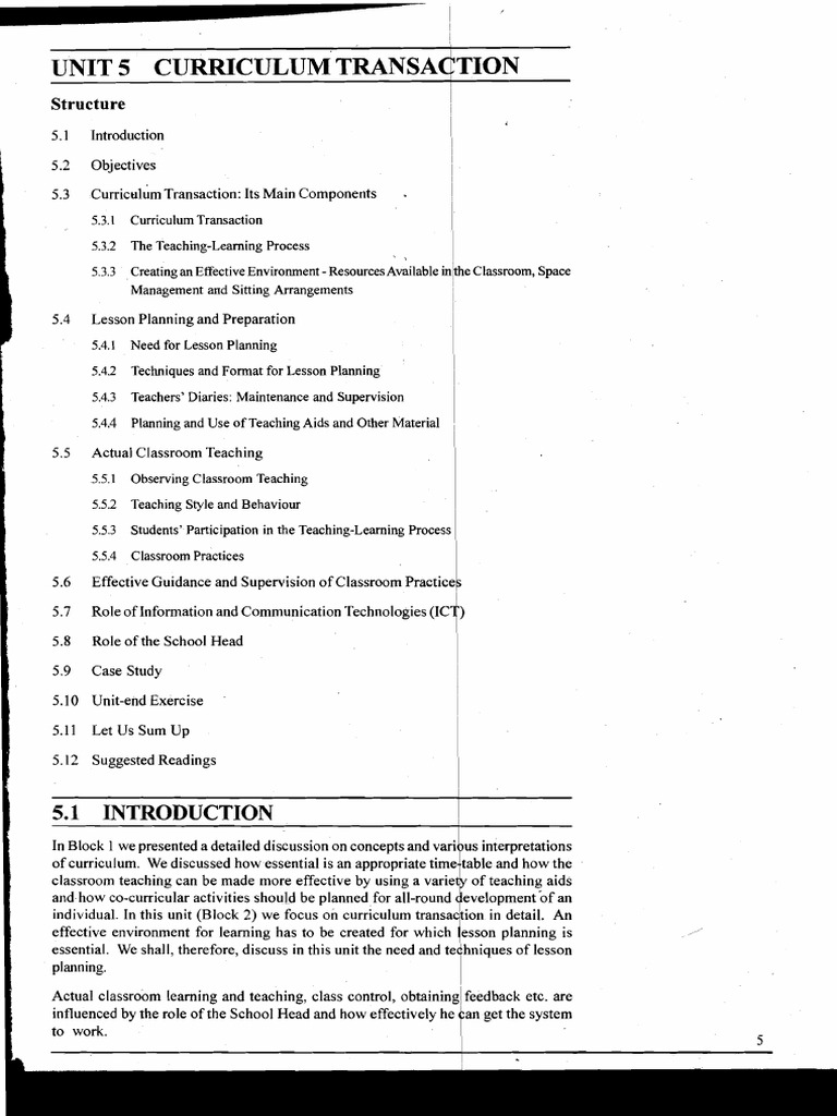 Unit-5 | PDF | Curriculum | Teachers