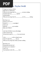 Taylor Swift Lyrics Crossword | PDF | Taylor Swift | Songs Written