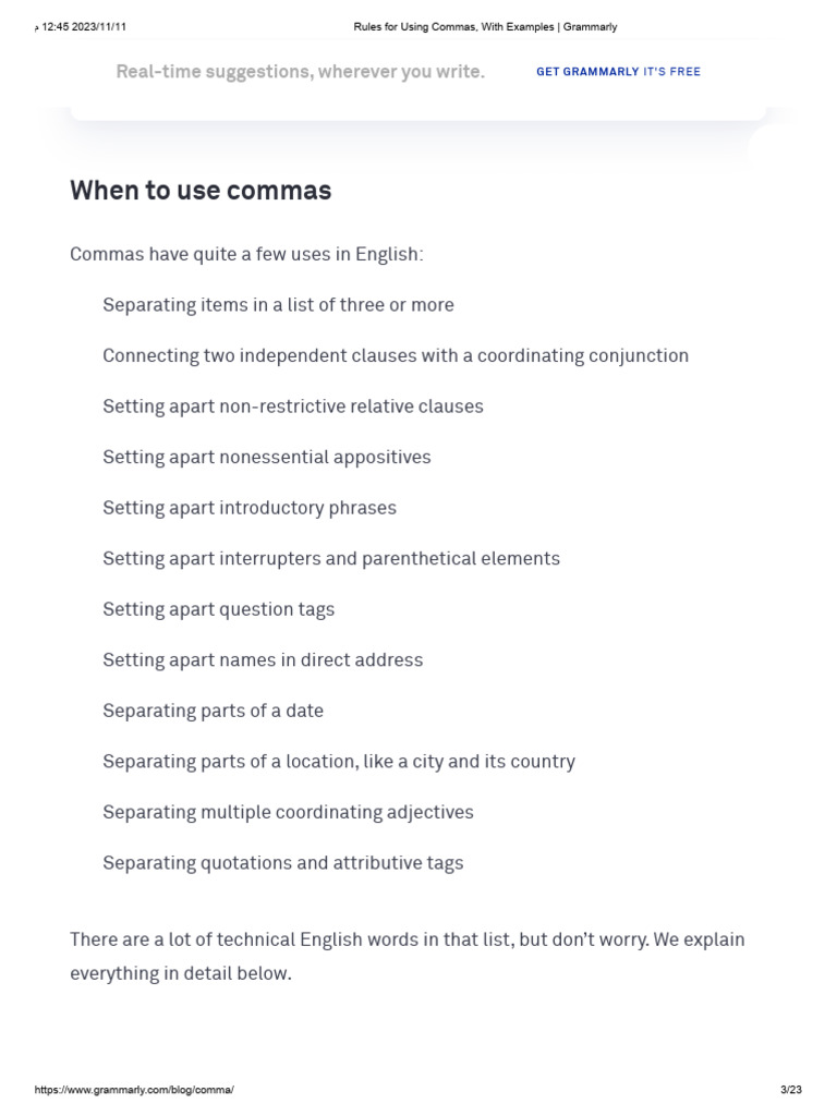 Comma Usage Guide for Writers | PDF | Comma | Adjective
