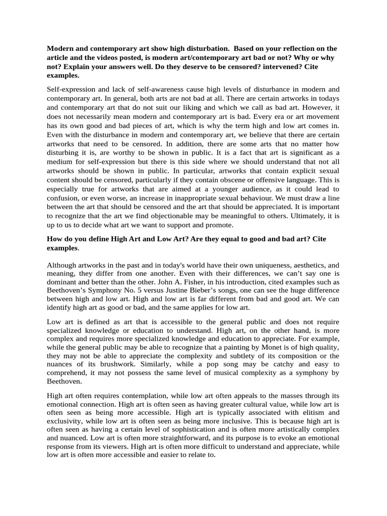 Art Appreciation Pdf Censorship Aesthetics