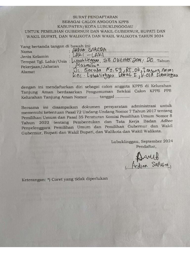 Surat Pendaftaran | PDF