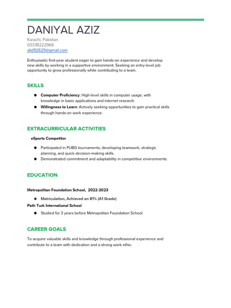 Entry-Level Job Seeker Profile | PDF