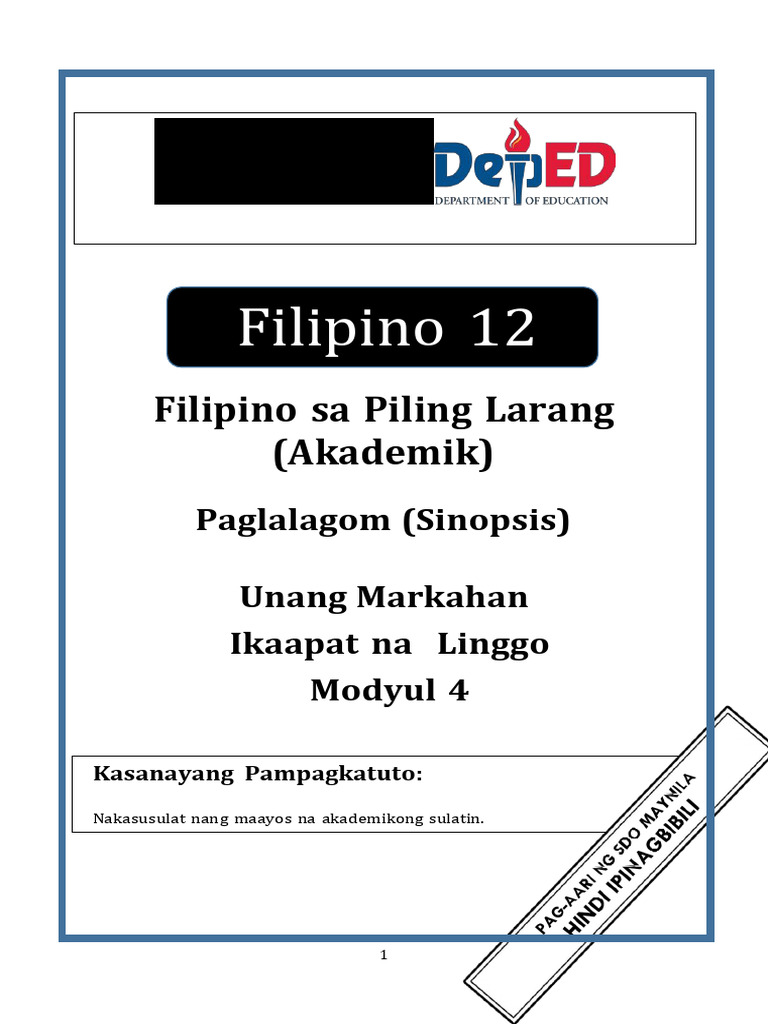 FILIPINO 12_Q1_Mod4_Akademik(1) | PDF