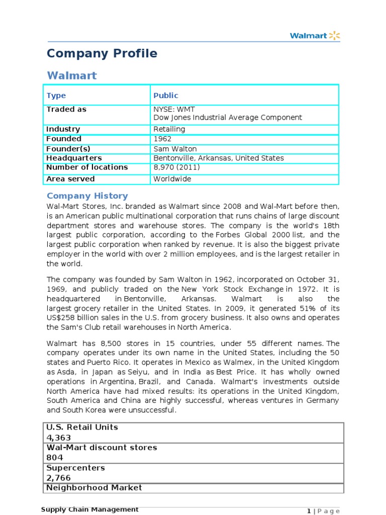 Supply Chain Management Of Wal Mart Pdf Walmart Supply Chain