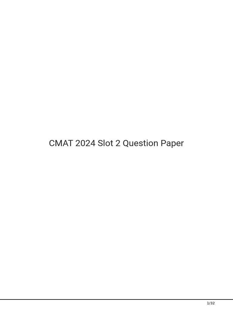 CMAT 2024 Slot 2 Question Paper | PDF | Length | Area