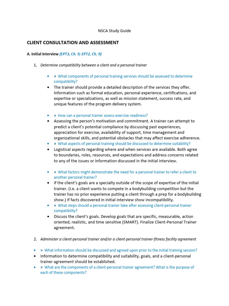 NSCA CPT Study Guide | PDF | Food Energy | Personal Trainer