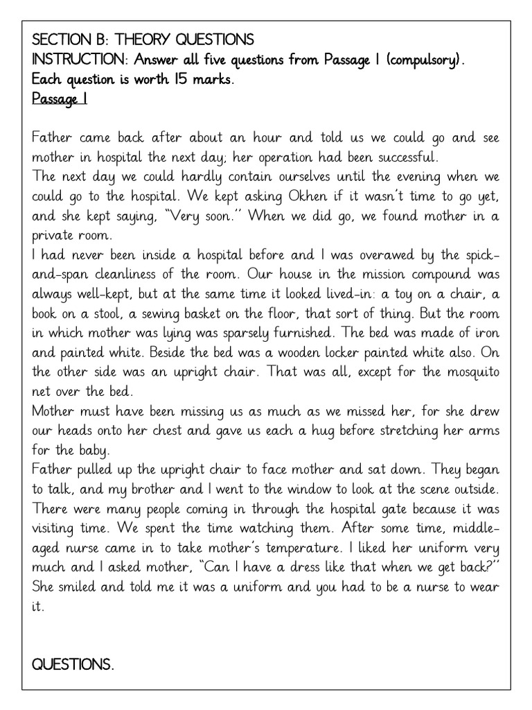 TERM1 YEAR 7 ENGLISH LANGUAGE EXAM SECTION B THEORY SECTION | PDF TERM1 YEAR 7 ENGLISH LANGUAGE EXAM SECTION B THEORY SECTION | PDF
