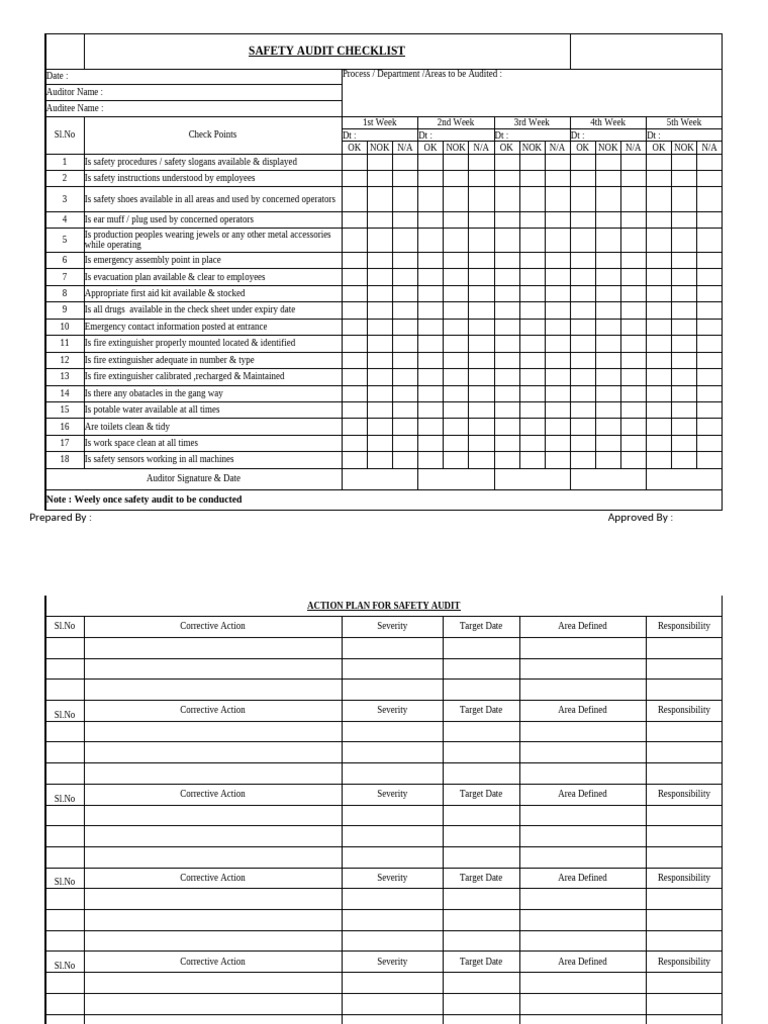 Safety Audit Checklist | PDF