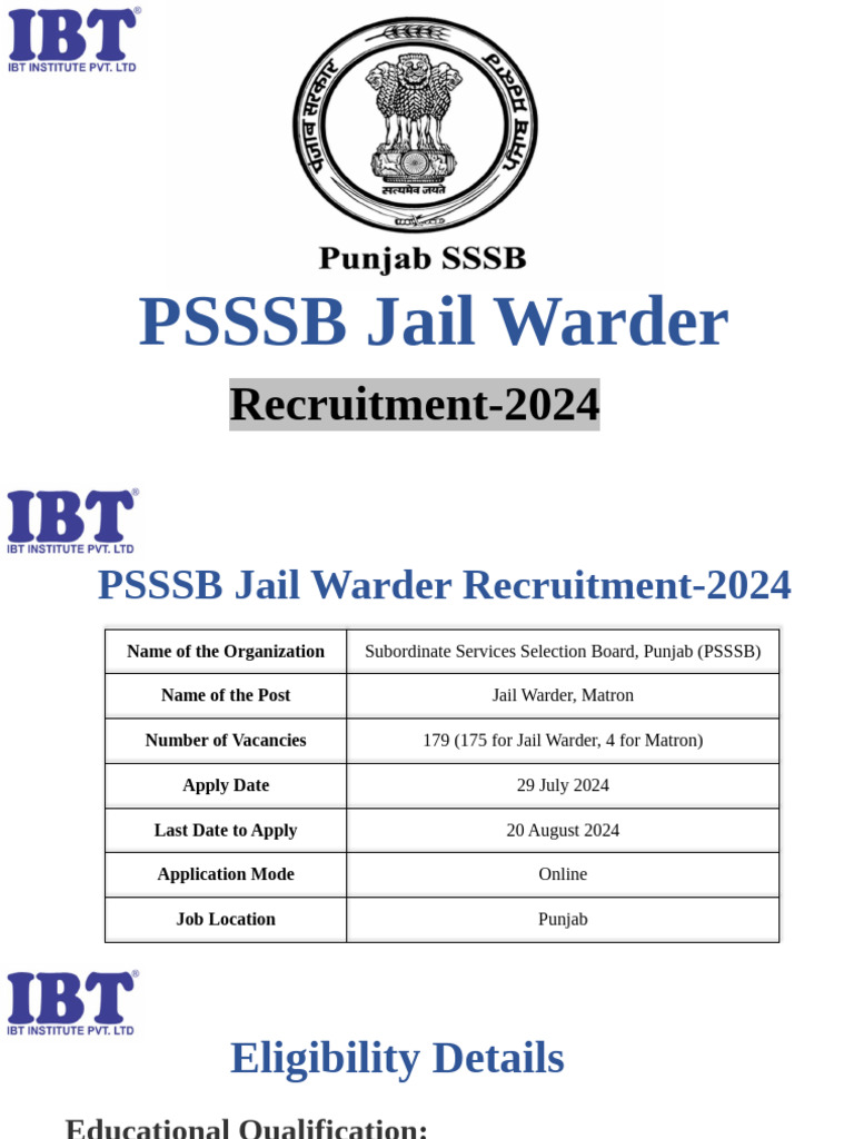 PSSSB Jail Warder | PDF