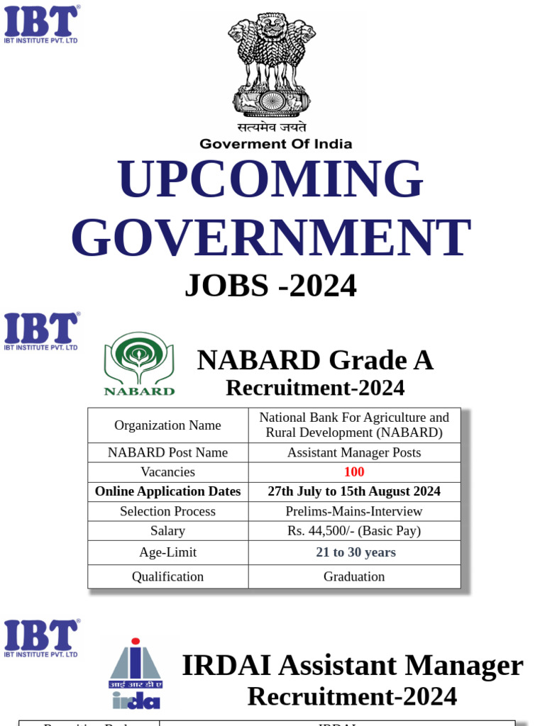 Upcoming Government Jobs - 2024 | PDF