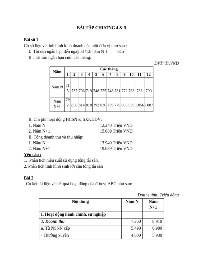 Bài tập chương 4,5 - KVC | PDF