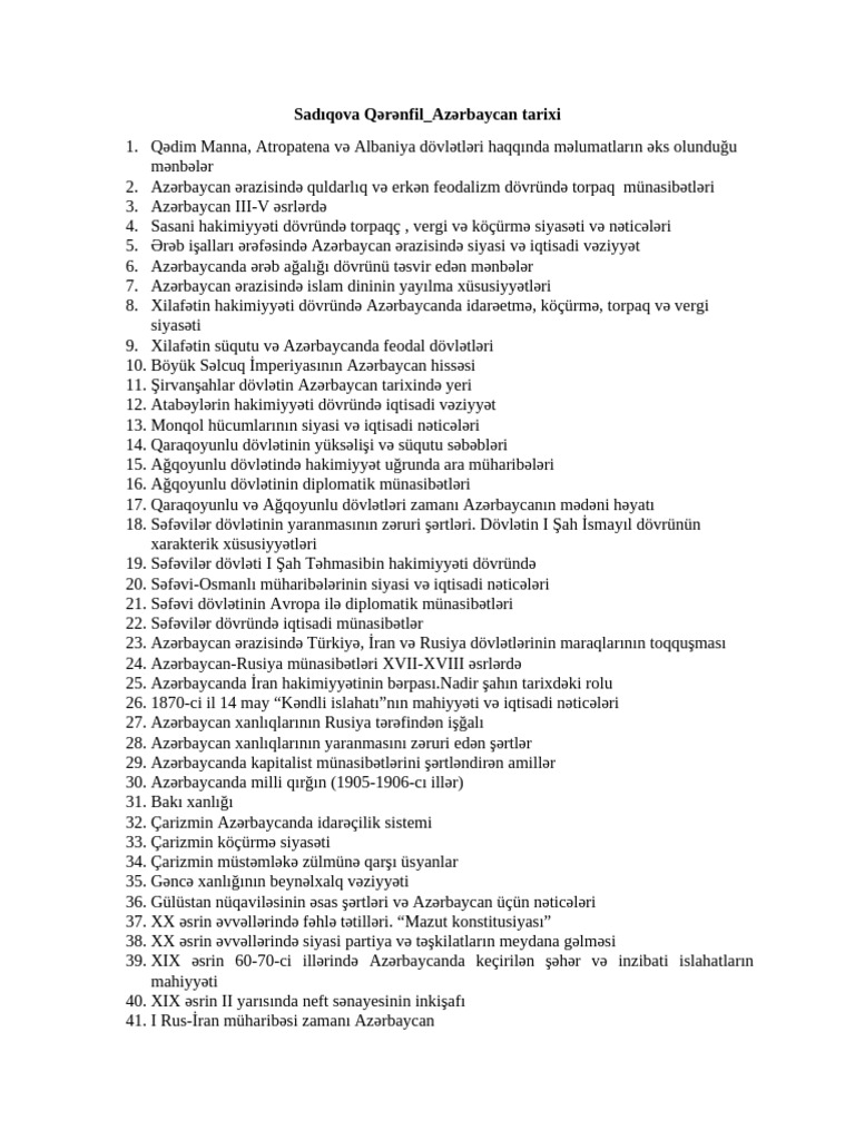 Sad Qova Q R Nfil - Az Rbaycan Tarixi | PDF