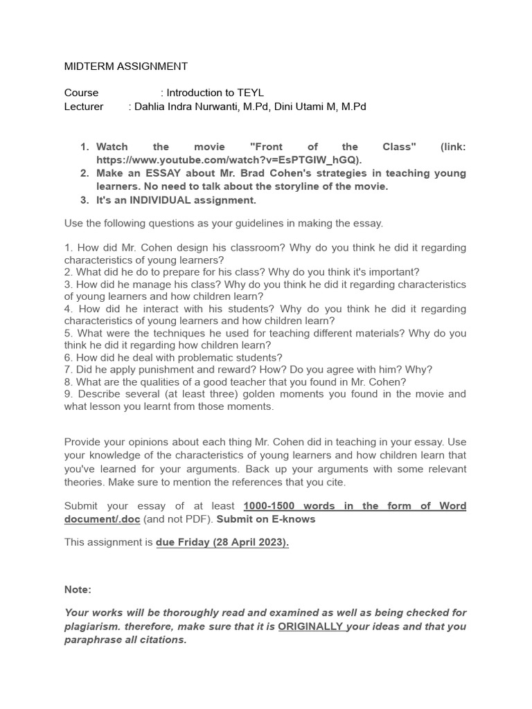 MIDTERM Introduction to TEYL | PDF MIDTERM Introduction to TEYL | PDF
