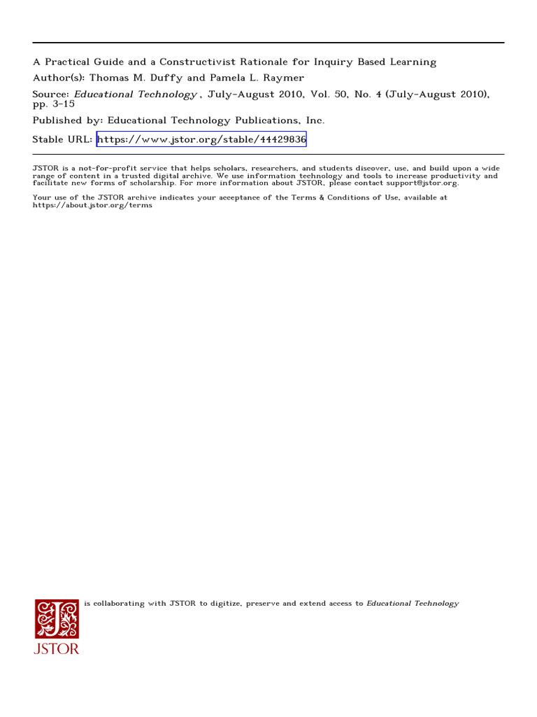 A Practical Guide and A Constructivist Rationale For Inquiry Based ...