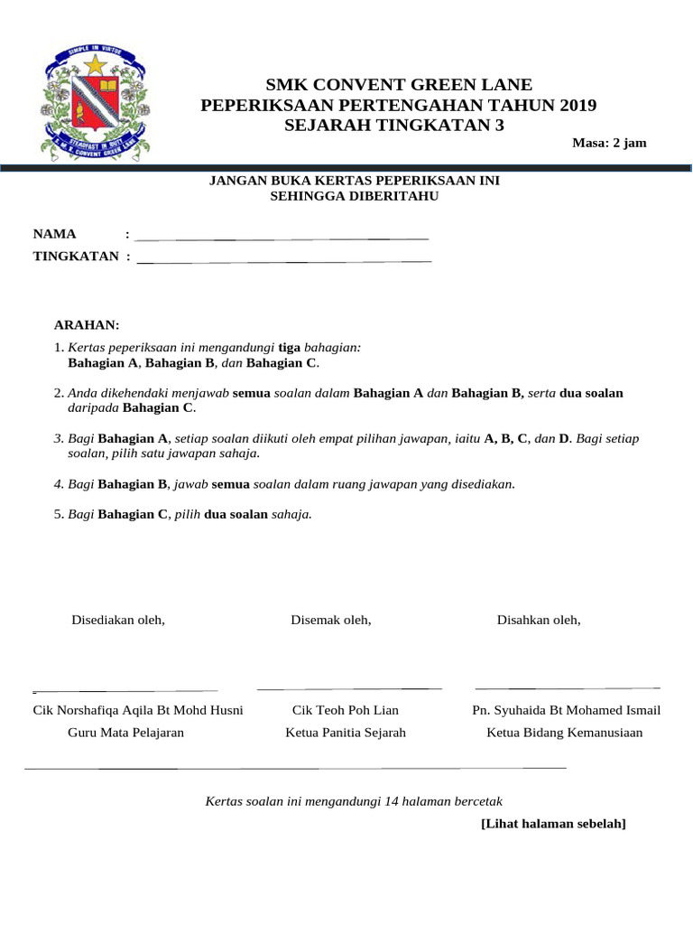 Soalan Sejarah PPT T3 2019 | PDF