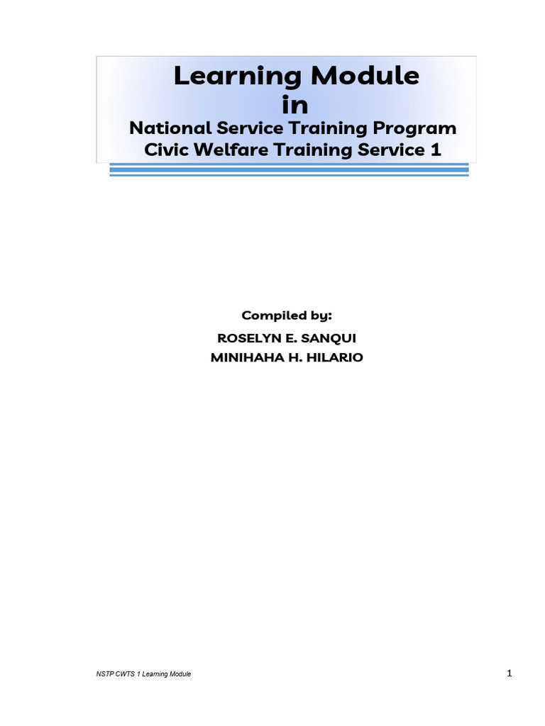 1st Sem Cwts Revised Module 1 | PDF | Leadership | Gender