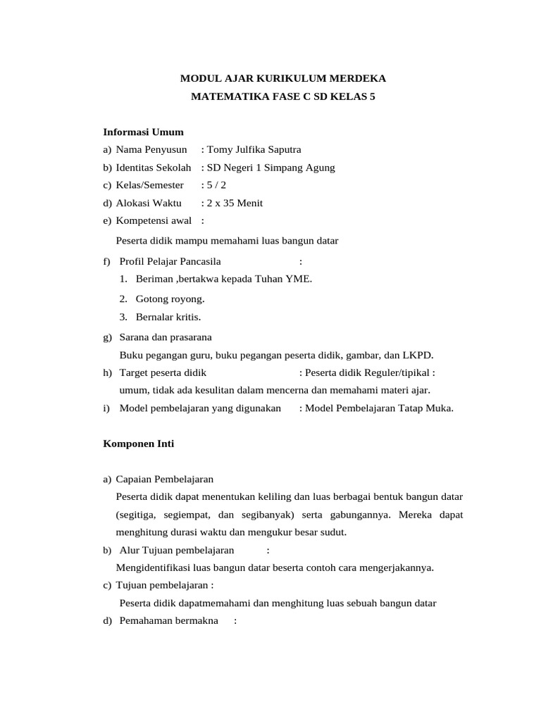 MODUL_AJAR_7_KURMER_MTK_KELAS_5_FIX[1] | PDF