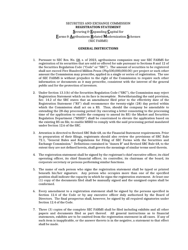 2023 SEC FARMS Registration Statement Prospectus - Final | PDF ...