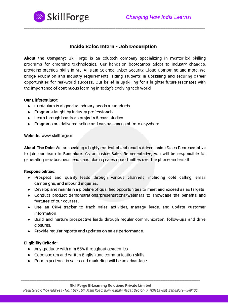 SkillForge JD 2025 PPO | PDF | Educational Technology | Sales