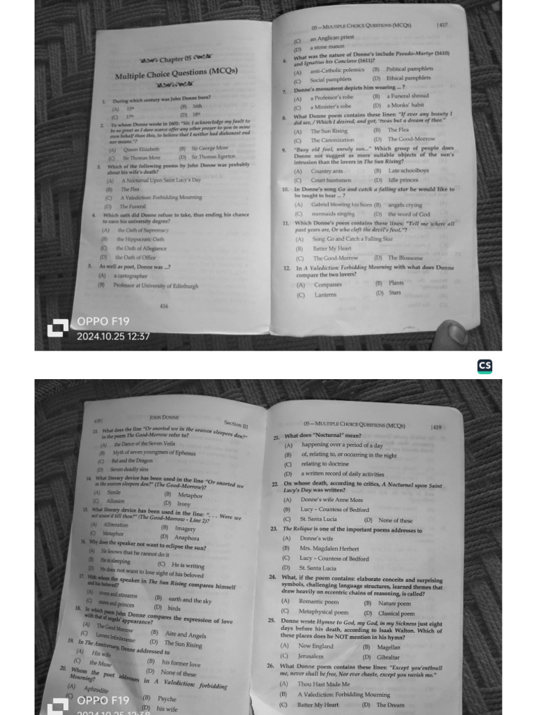 Love and Divine Poems.. J. Donne Mcqs | PDF
