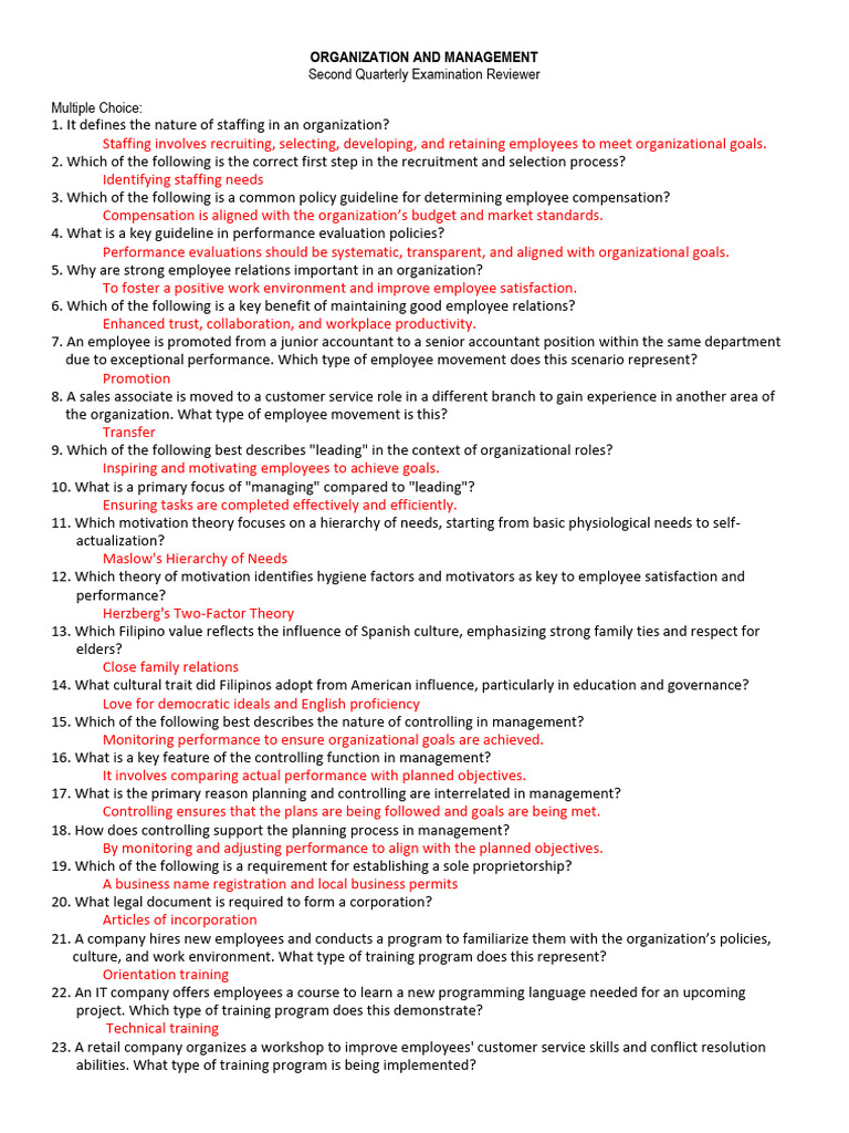 ORG MGMT 2nd Grad Exam Reviewer | PDF | Economies | Business