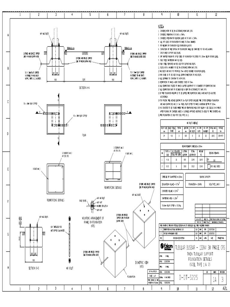 d5225 Sh.1a 3 Twin Tubular Busbar 132kv Tubular Support Foundation ...