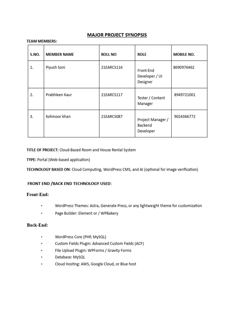 Main Synopsis3 | PDF | Word Press | Cloud Computing