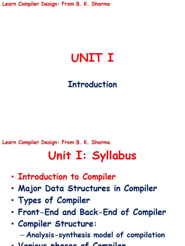 UNIT I Lecture 1 Introduction | PDF | Compiler | Virtual Machine