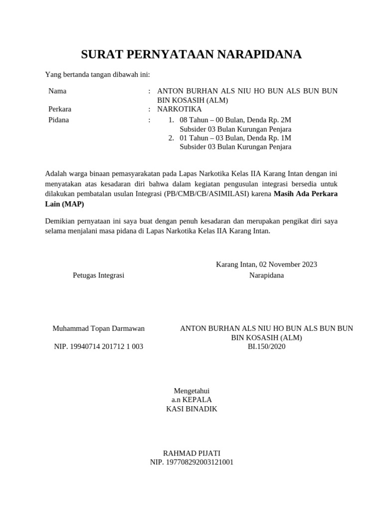 SURAT PERNYATAAN MENCABUT | PDF