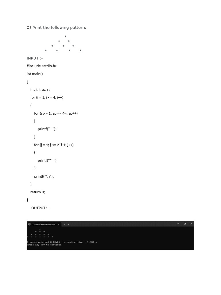 4 Q3 Print The Following Pattern | PDF