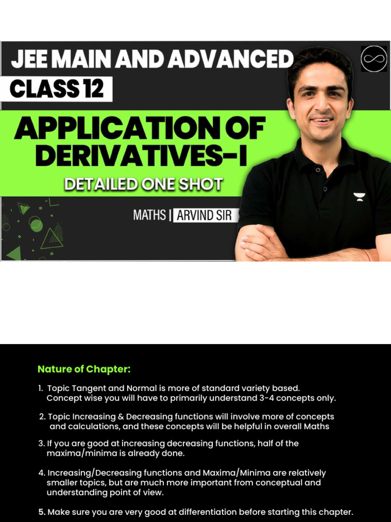 AOD Part 1 Class 12 One Shot | PDF | Tangent | Slope